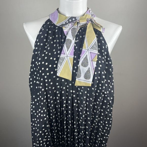 dear creatures | Dresses | Dear Creatures Pleated Maxi Dress Polka Dot Sleeveless High Neck ...